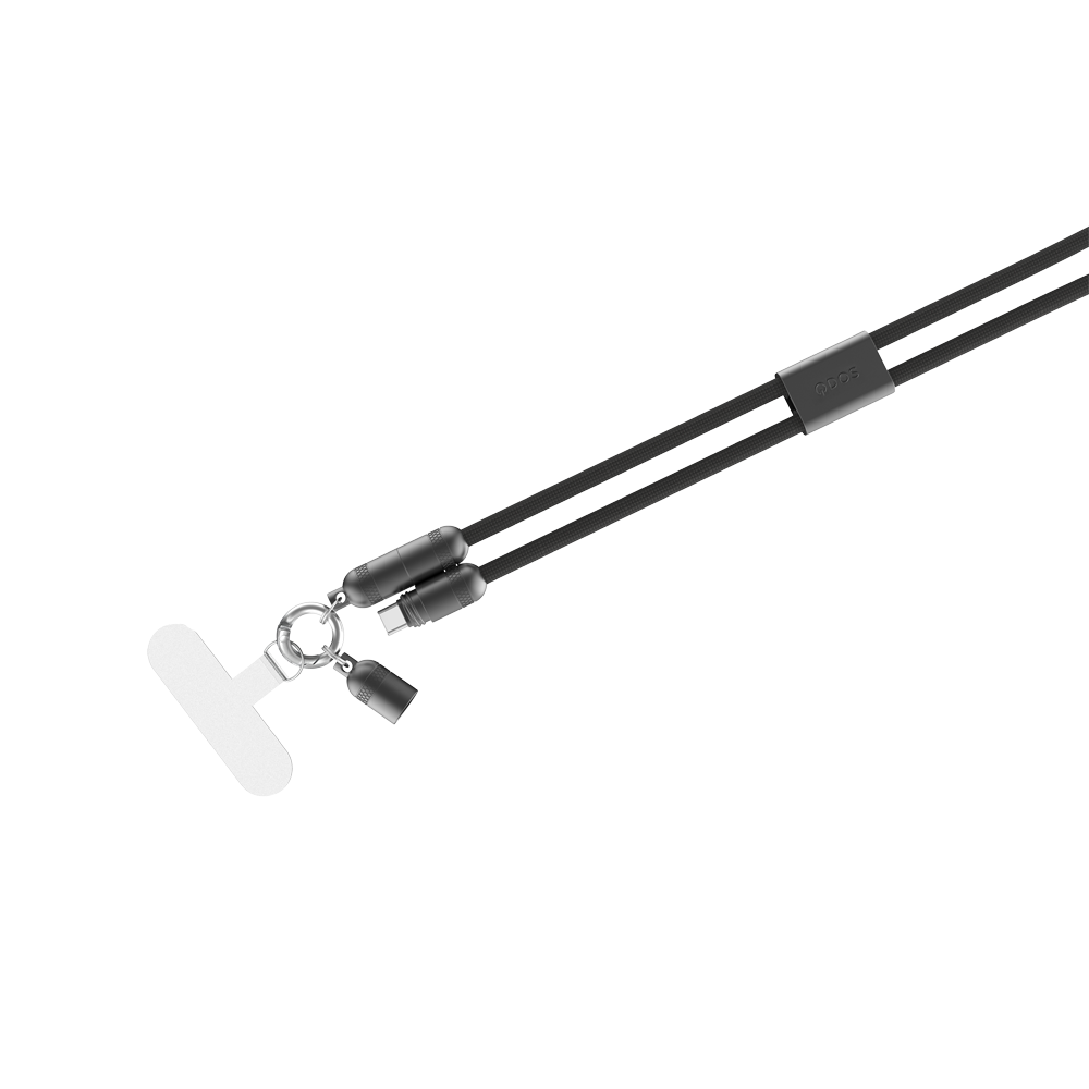 QDOS PowerLoop USB-C Cable/Lanyard Black – Three Accessories