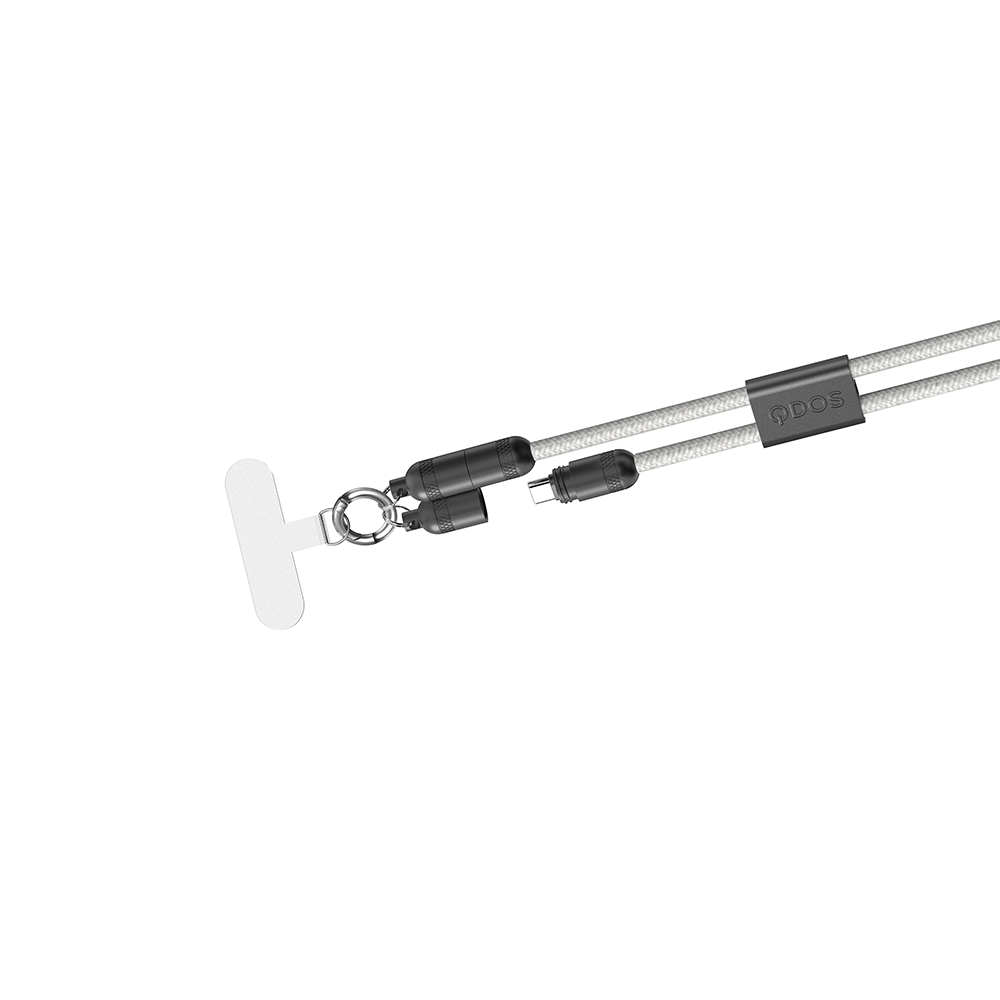 QDOS PowerLoop USB-C Cable/Lanyard White – Three Accessories