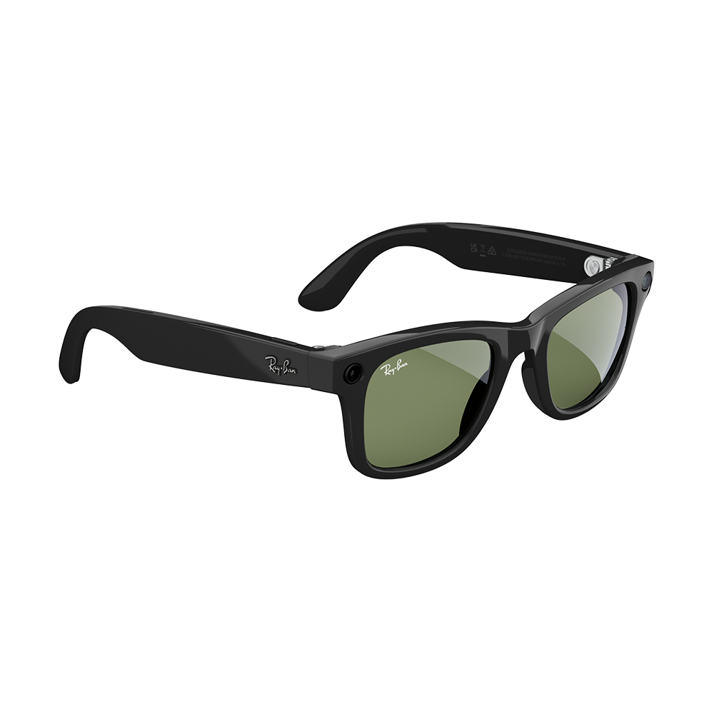 Ray-Ban Meta Wayfarer G-15 Green Lenses Shiny Black – Three Accessories