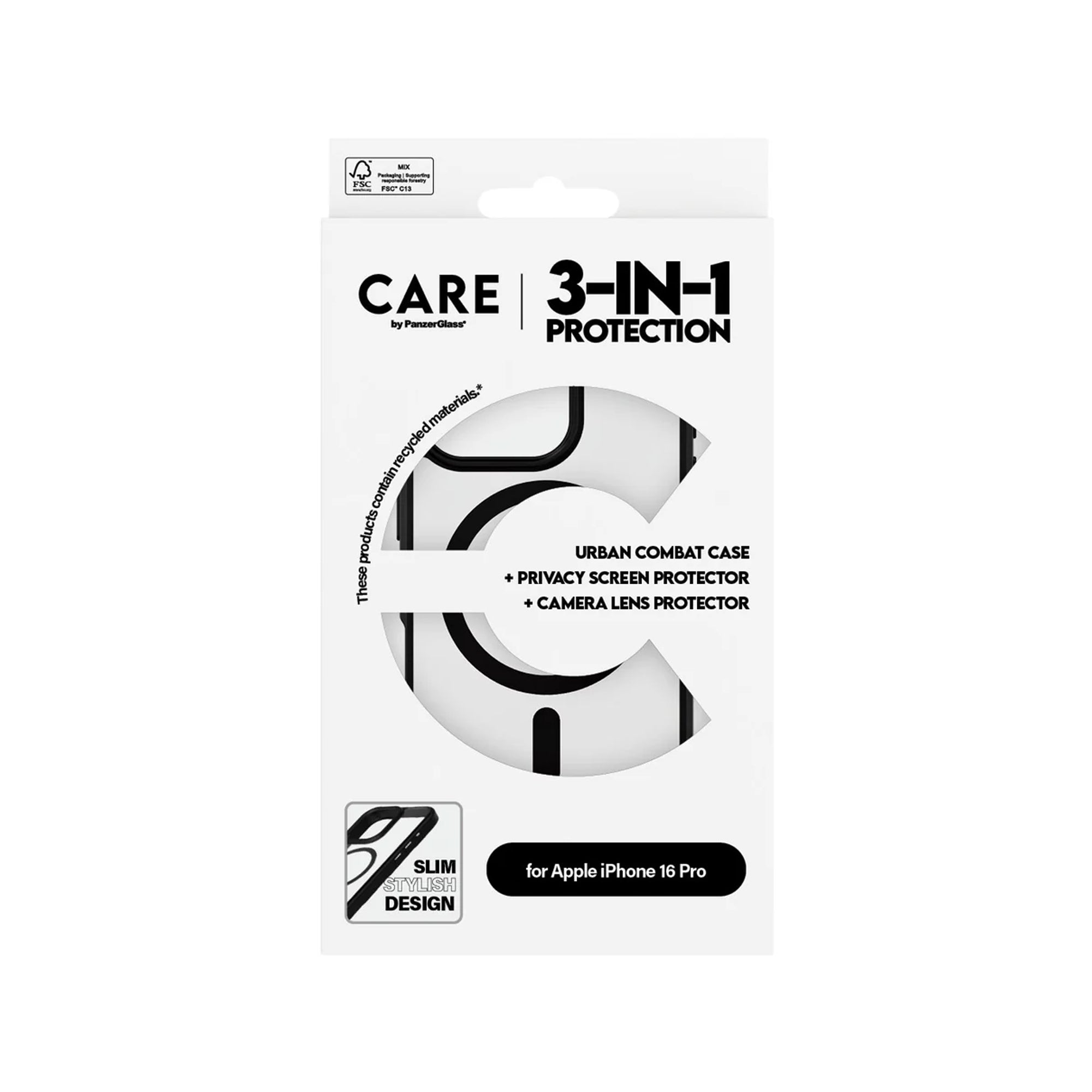 PanzerGlass™ Care iPhone 16 Pro Privacy Screen Protector 3-in-1 MagSaf – Three Accessories