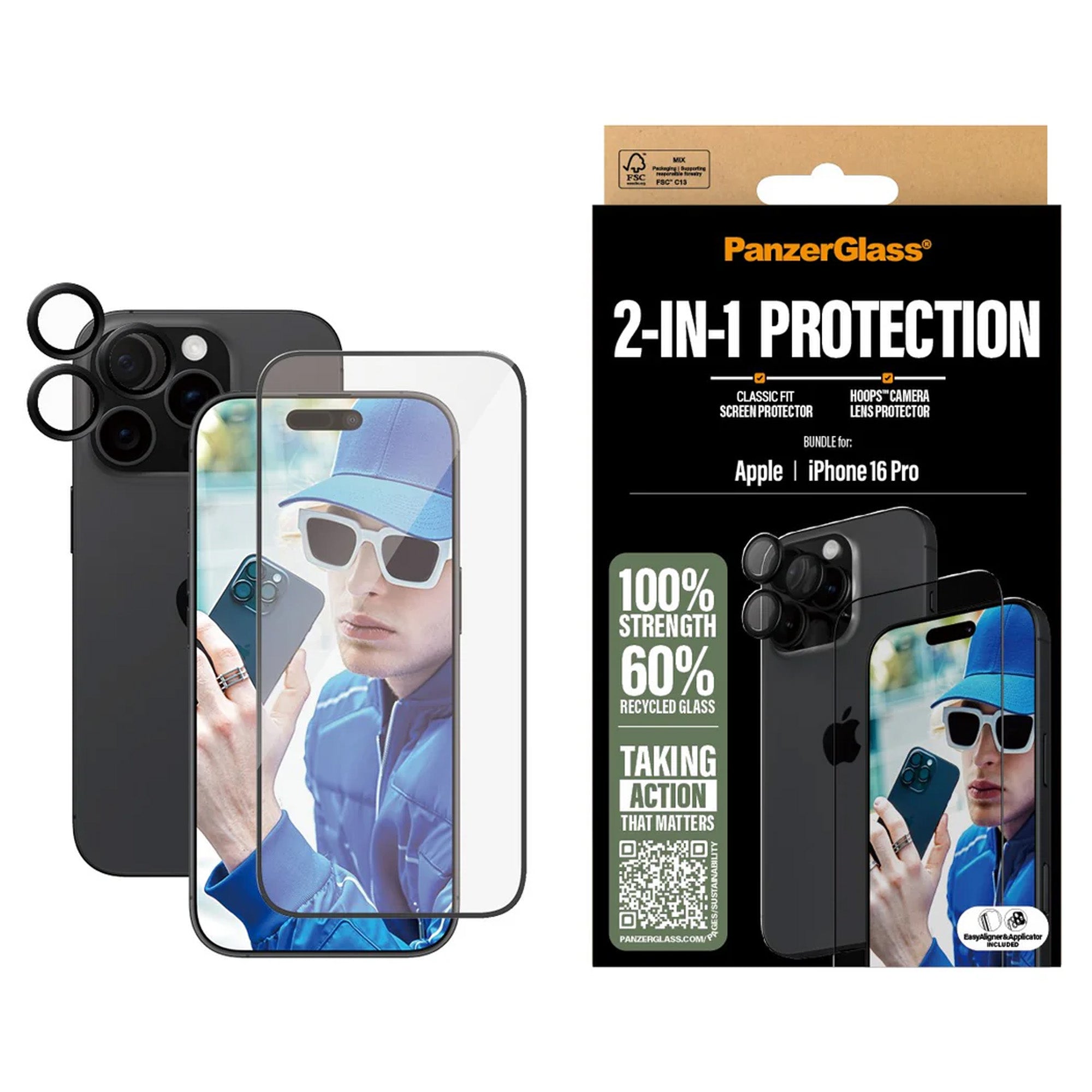 PanzerGlass™ iPhone 16 Pro Max Screen Protector 2-in-1 Bundle – Three Accessories